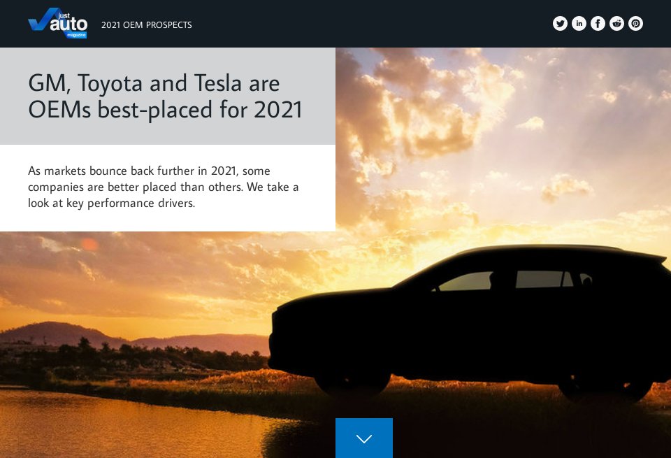 GM, Toyota and Tesla are OEMs best-placed for 2021 - just-auto magazine ...