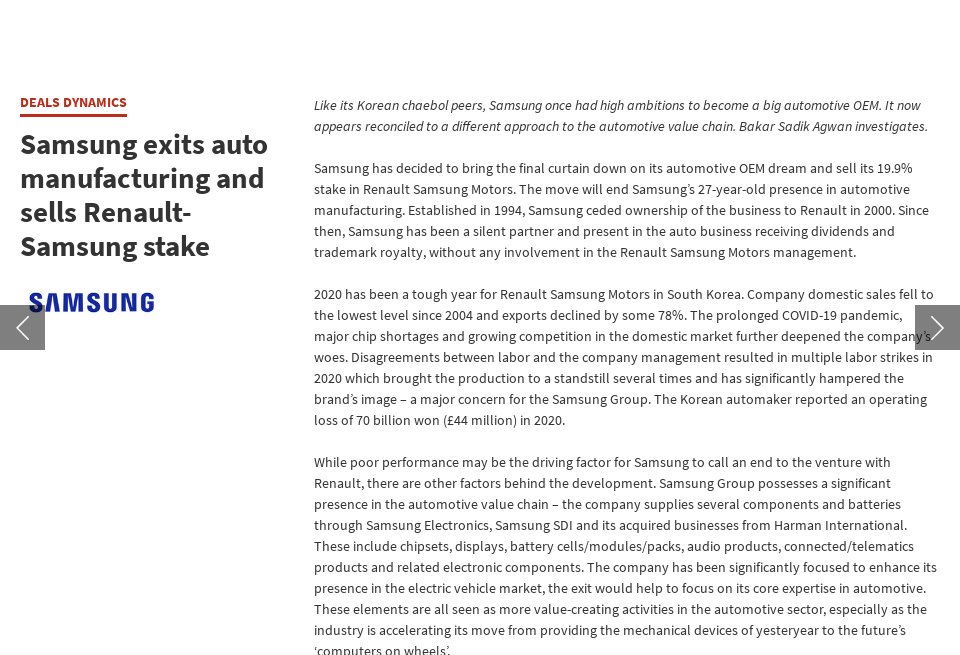 Deals dynamics - just-auto magazine | Issue 11 | September 2021