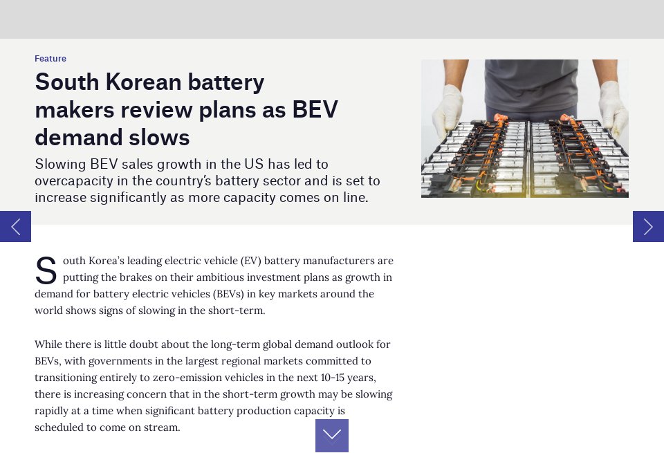 South Korean battery makers review plans as BEV demand slows - Just ...