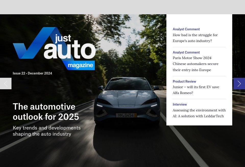 News in Numbers - Just Auto magazine | Issue 22 | December 2024