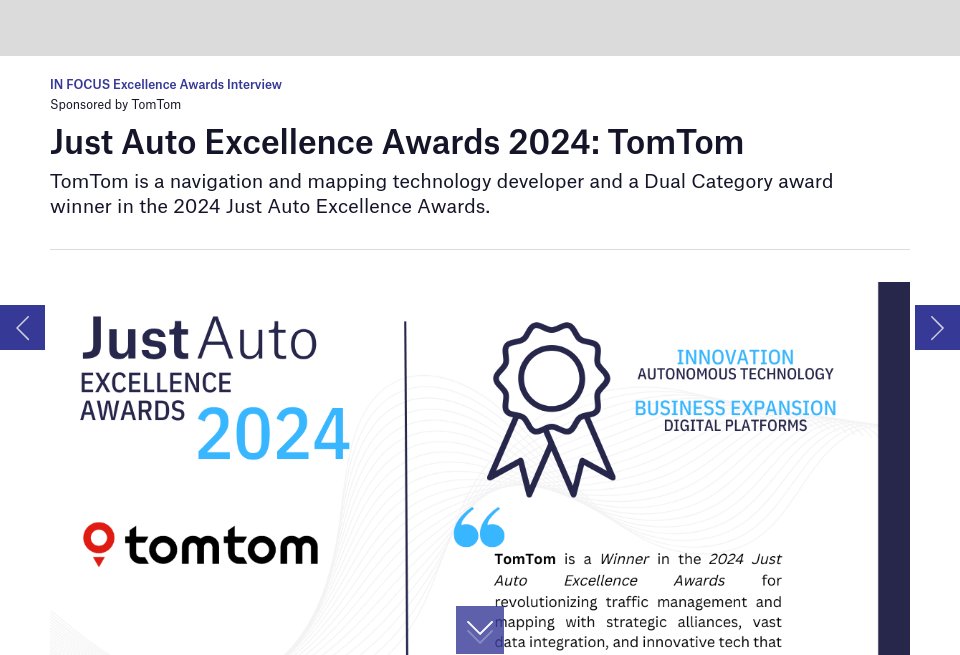 Excellence Awards 2024: TomTom - Just Auto magazine | Issue 22 | December 2024