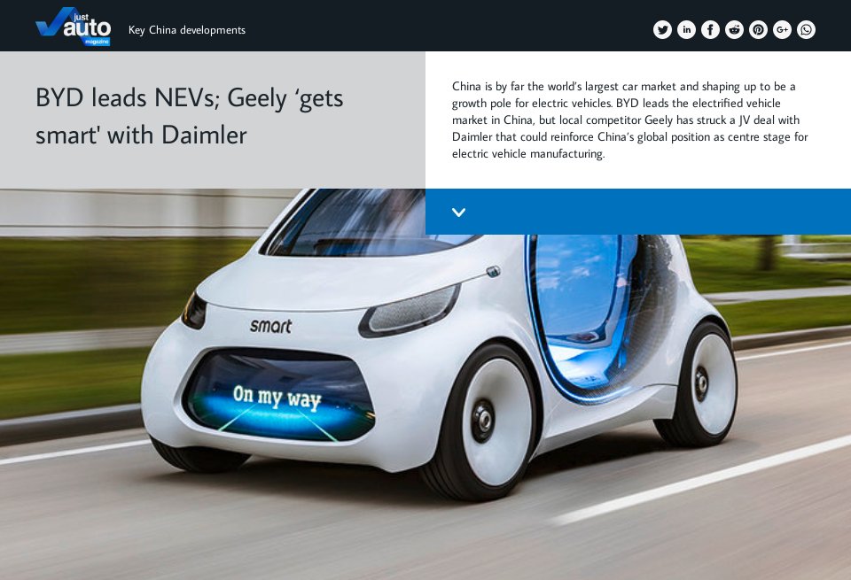 BYD leads NEVs; Geely ‘gets smart' with Daimler - just-auto magazine ...