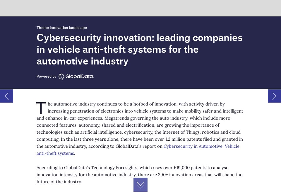 Cybersecurity innovation: leading companies in vehicle anti-theft systems - Just Auto magazine ...
