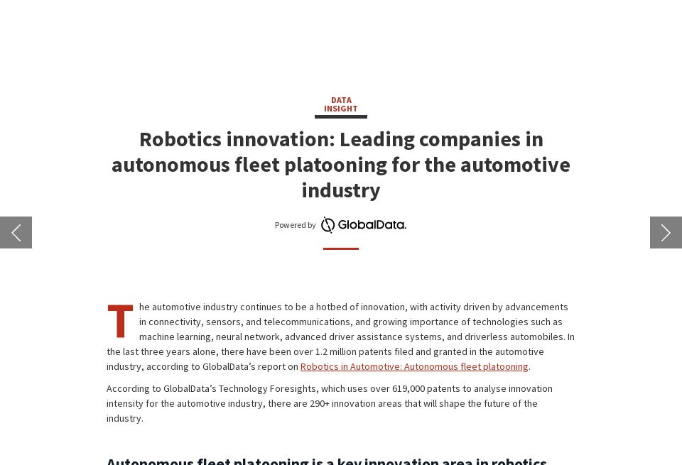 Robotics innovation: Leading companies in autonomous fleet platooning ...